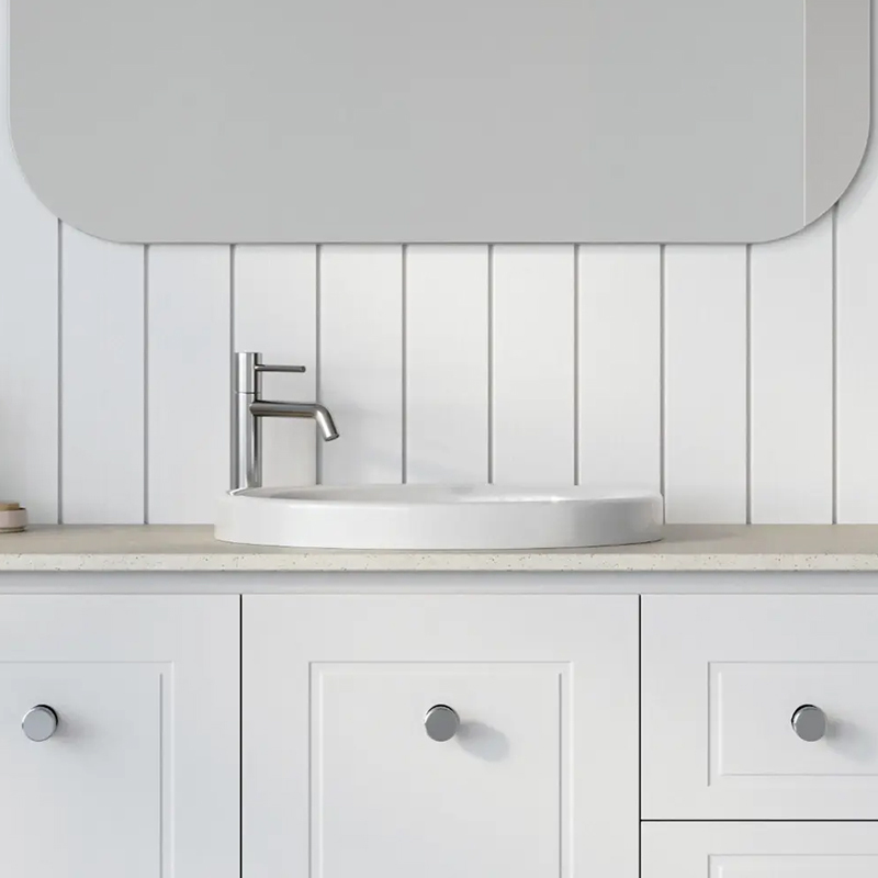 Coast 495mm Gloss White Oval Semi-inset Basin | Temple & Webster