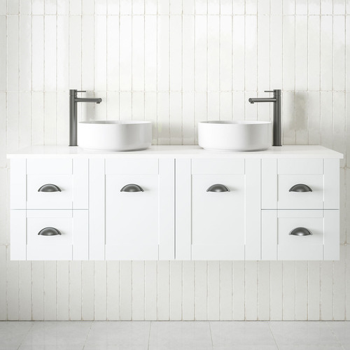 Victoria 1500mm White Wall Hung Double Vanity Unit | Temple & Webster