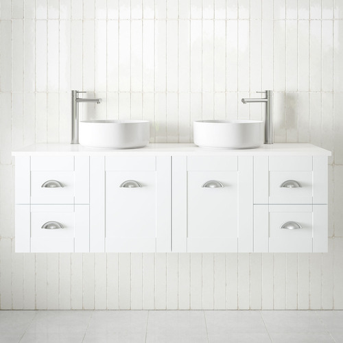 Victoria 1500mm White Wall Hung Double Vanity Unit | Temple & Webster