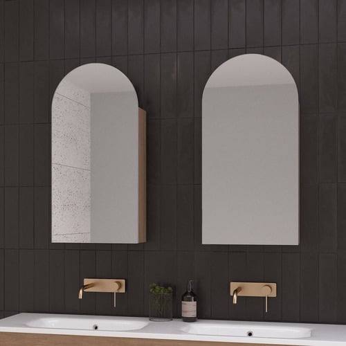 Church 400mm Arch Mirrored Shaving Cabinet with Melamine Shelves ...