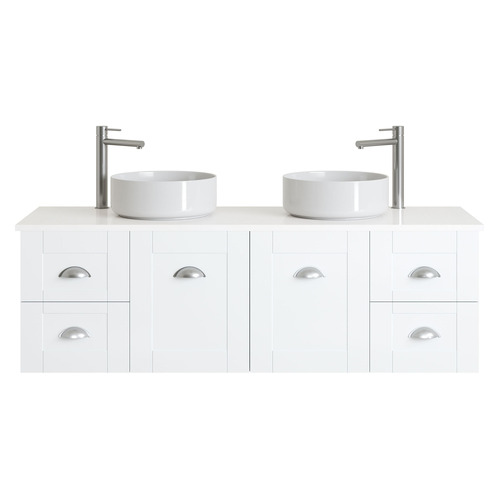 Victoria 1500mm White Wall Hung Double Vanity Unit | Temple & Webster