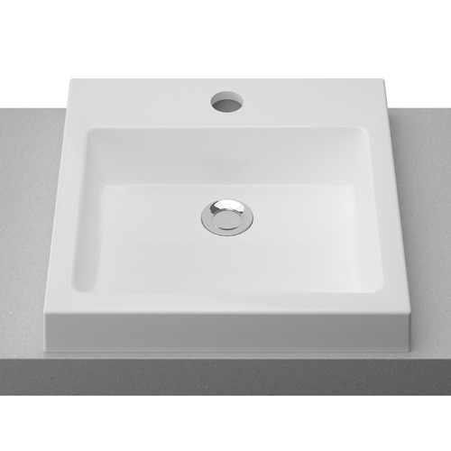 Cove 460mm Gloss White Square Semi-inset Basin | Temple & Webster