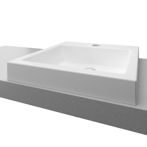 Cove 460mm Gloss White Square Semi-inset Basin | Temple & Webster