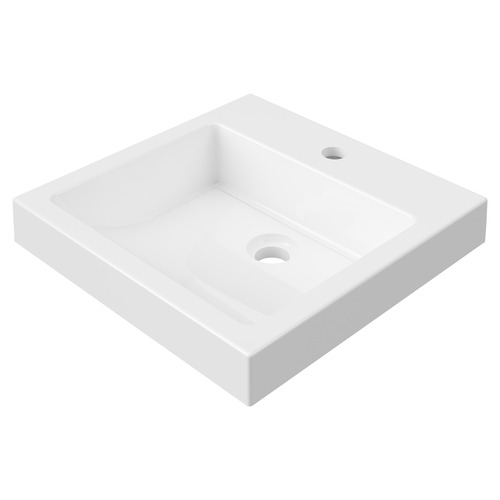 Cove 460mm Gloss White Square Semi-inset Basin | Temple & Webster