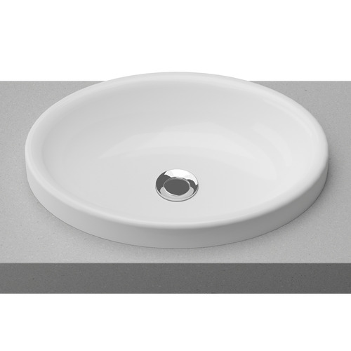 Coast 495mm Gloss White Oval Semi-inset Basin | Temple & Webster