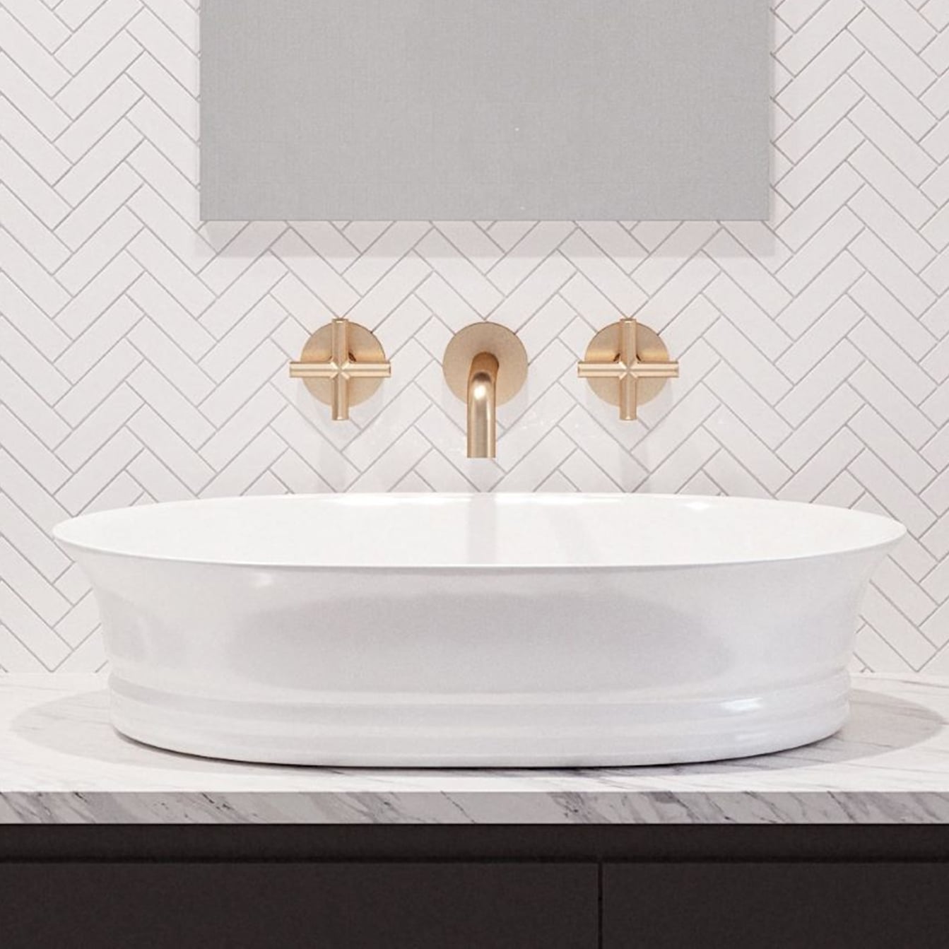 Timberline Bonnie 560mm Oval Ceramic Above Counter Basin | Temple & Webster