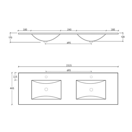 OttiAustralia Laguna 1500mm Wall Hung Double Vanity Package with ...
