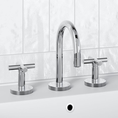 TiagoTapware Aries 130mm Cross Handle Basin Tap Set | Temple & Webster