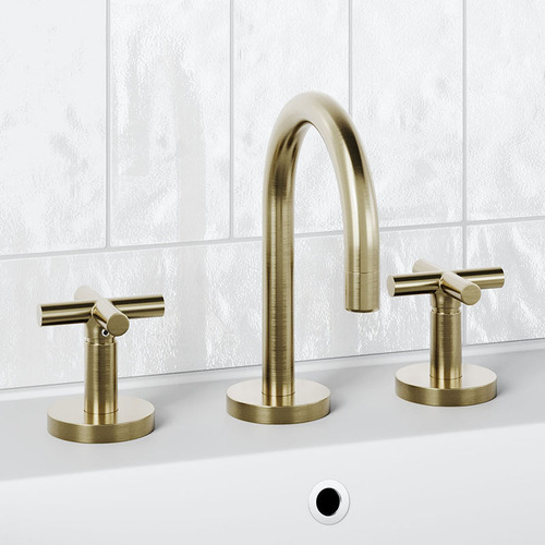 TiagoTapware Aries 130mm Cross Handle Basin Tap Set | Temple & Webster