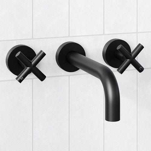 TiagoTapware Aries 200mm Cross Handle 1/4 Turn Bath Wall Tap Set ...