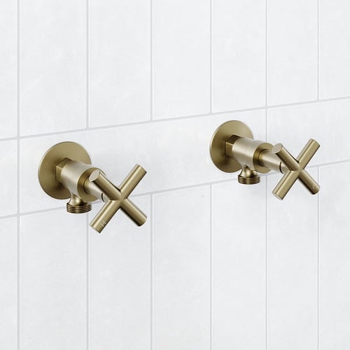 Aries Cross Handle Brass Washing Machine Stops | Temple & Webster