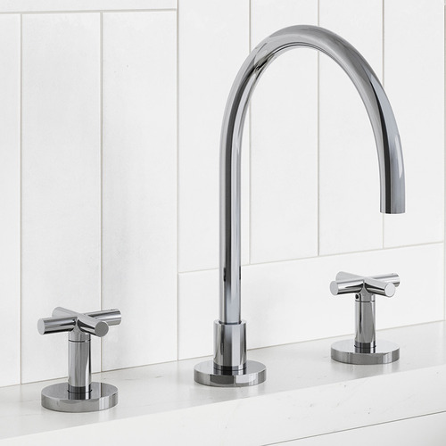 TiagoTapware Aries 210mm Cross Handle Kitchen Tap Set | Temple & Webster