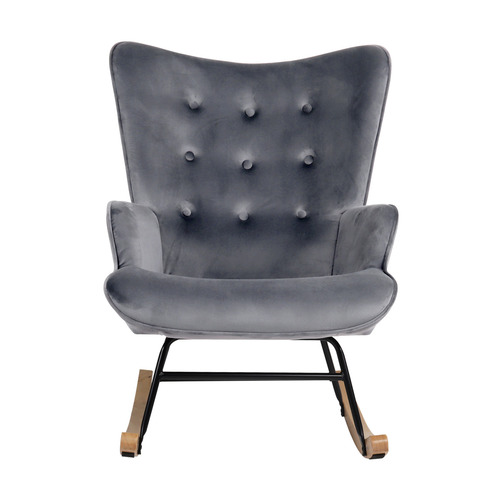 LivingFusion Sandy Velvet Rocking Chair | Temple & Webster
