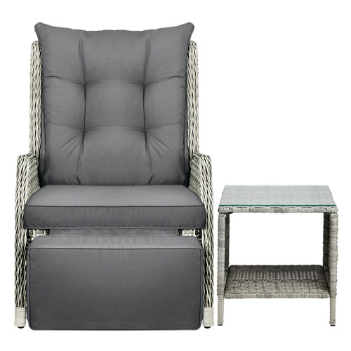 LivingFusion 2 Piece Beau PE Rattan Outdoor Lounge & Side Table Set ...