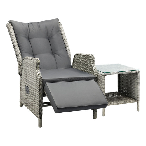 LivingFusion 2 Piece Beau PE Rattan Outdoor Lounge & Side Table Set ...