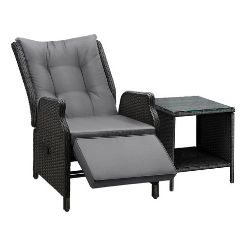 LivingFusion 2 Piece Beau PE Rattan Outdoor Lounge & Side Table Set ...