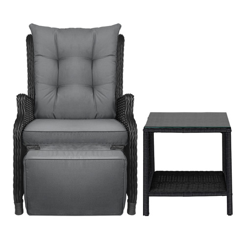 LivingFusion 2 Piece Beau PE Rattan Outdoor Lounge & Side Table Set ...