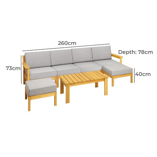 LivingFusion 6 Seater Ivan Outdoor Sofa & Table Set | Temple & Webster