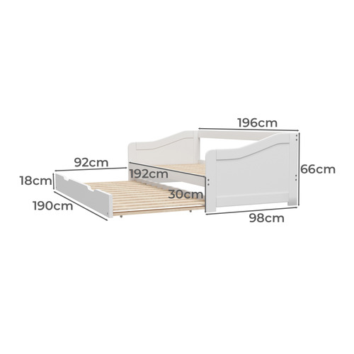 LivingFusion Olive Pine Wood Single Trundle Bed | Temple & Webster