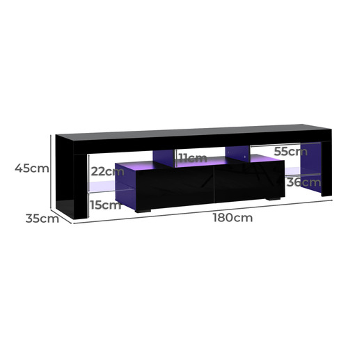 LivingFusion 180cm Galland 2 Drawer Entertainment Unit with LED Light ...