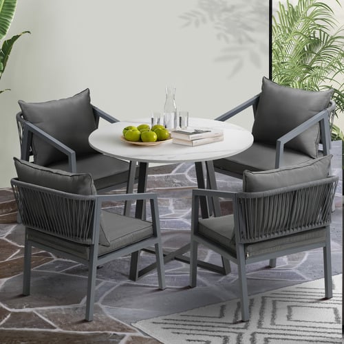 LivingFusion 4 Seater Adeare Sintered Stone Outdoor Dining Set | Temple ...