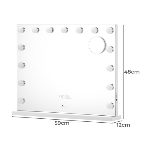 LivingFusion Fava Steel LED Mirror with Bluetooth | Temple & Webster