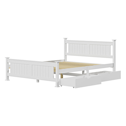 LivingFusion Clara Pine Wood Bed Frame with Storage | Temple & Webster