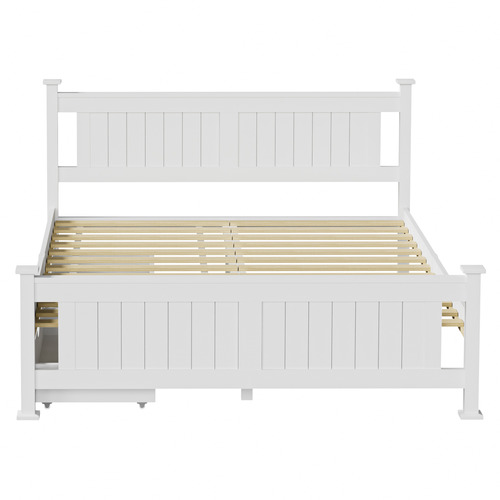 LivingFusion Clara Pine Wood Bed Frame with Storage | Temple & Webster