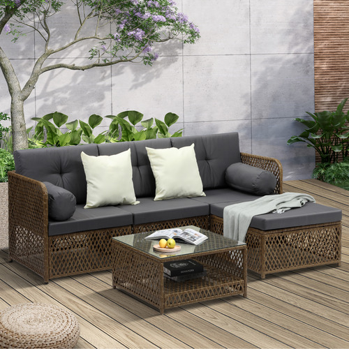 LivingFusion 4 Seater Edwards Outdoor Lounge & Table Set | Temple & Webster