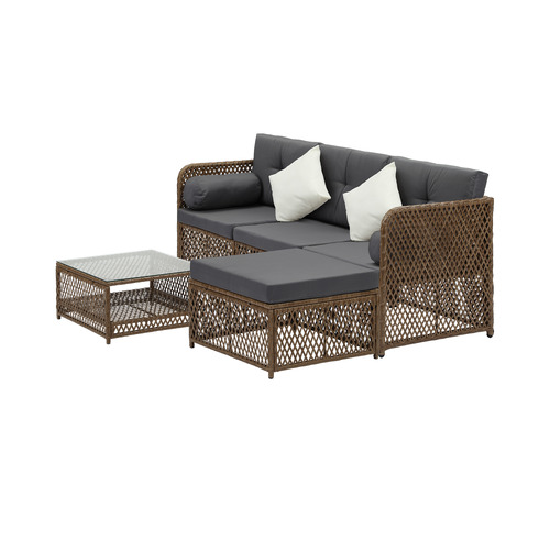 LivingFusion 4 Seater Edwards Outdoor Lounge & Table Set | Temple & Webster