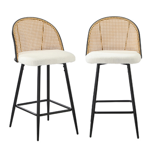 LivingFusion 66cm Lucian Boucle Bar Stools | Temple & Webster