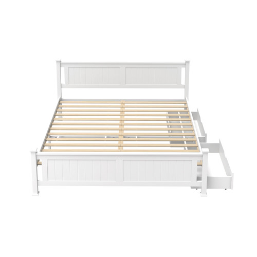 LivingFusion Clara Pine Wood Bed Frame with Storage | Temple & Webster