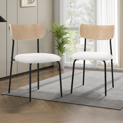 LivingFusion Levisay Sherpa Dining Chairs | Temple & Webster