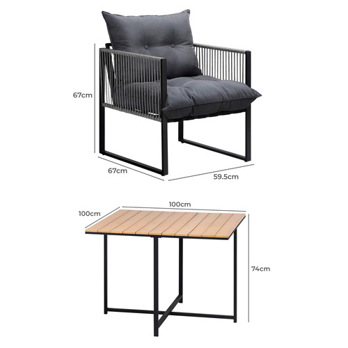 LivingFusion 4 Seater Square Hicks Outdoor Dining Table & Chair Set ...
