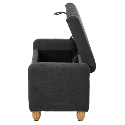 LivingFusion Corwin Linen-Look Storage Ottoman Bench | Temple & Webster