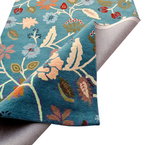 Boulevarde Rugs Teal Blue Botanical Hand-Tufted Wool Rug | Temple & Webster
