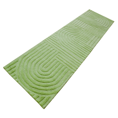 Pista Green Pavi Hand-Tufted Wool Runner | Temple & Webster