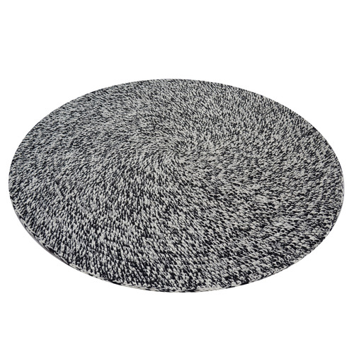Black Orbit Hand-Woven Indoor/Outdoor Round Rug | Temple & Webster
