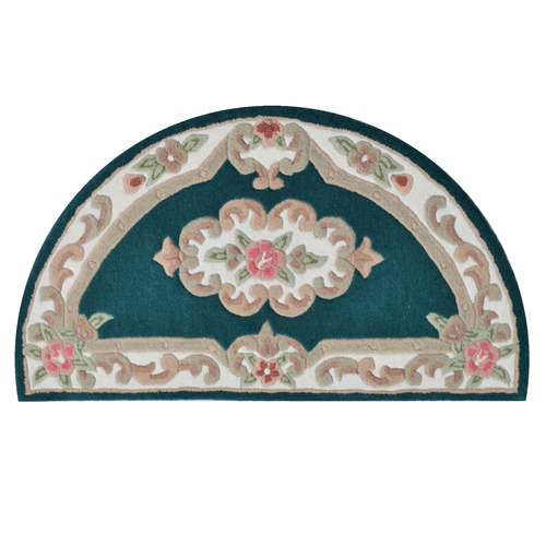 Turquoise Lativa Hand-Tufted Wool Half-Round Rug | Temple & Webster