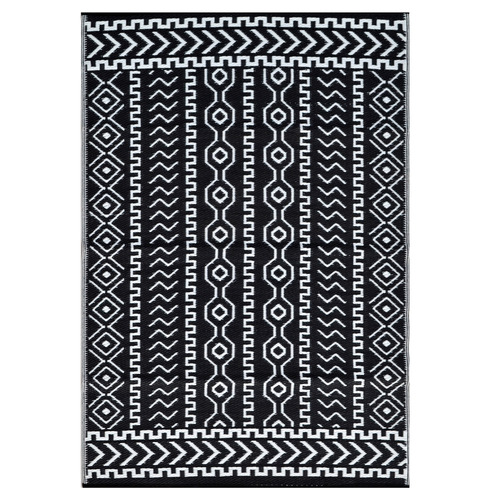 Black Fergus Reversible Outdoor Floor Mat | Temple & Webster
