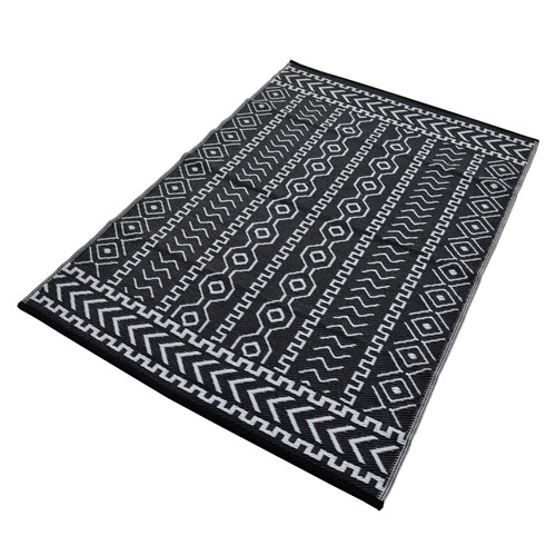 Black Fergus Reversible Outdoor Floor Mat | Temple & Webster