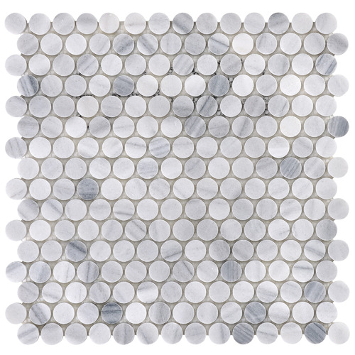 Marmara Penny Round Honed Marble Mosaic Tile Swatch | Temple & Webster