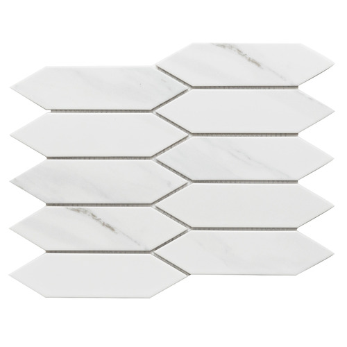 Picket Gloss Carrara Porcelain Mosaic Tile Swatch | Temple & Webster
