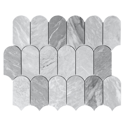 Grey Feather Honed Carrara Marble Mosaic Tile Swatch | Temple & Webster