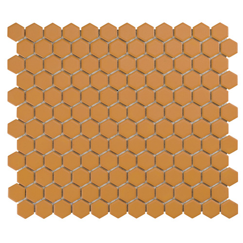 Hyatt Hex Grid Matt Mosaic Tile Yellow Swatch | Temple & Webster
