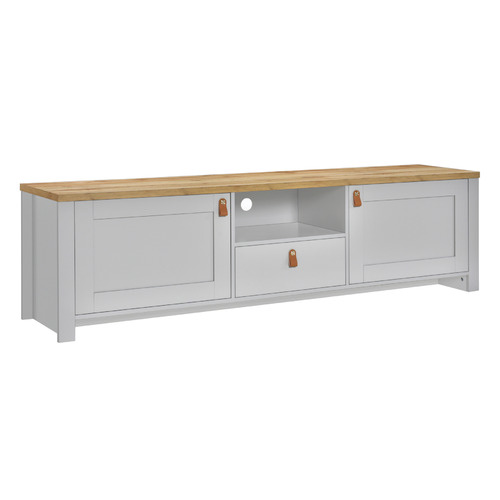 LunaCo. 180cm Natural & Light Grey Leiv TV Unit | Temple & Webster
