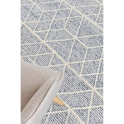 RugDestination Blue & White Holden Wool & Viscose Rug | Temple & Webster