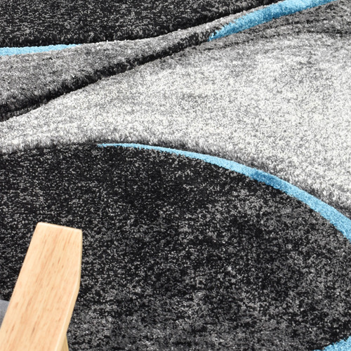 RugDestination Grey & Turquoise Millard Power-Loomed Rug | Temple & Webster