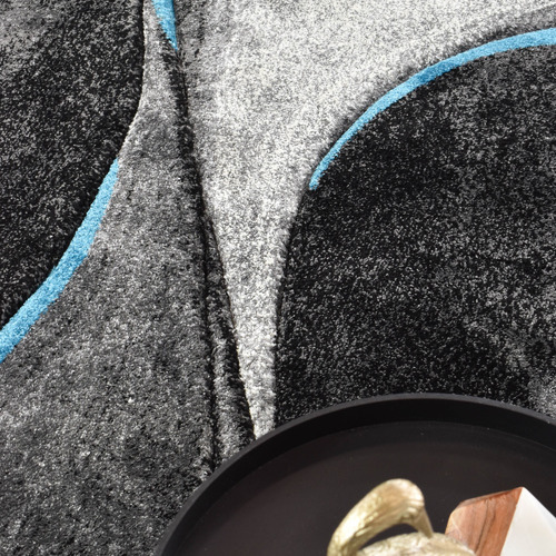 RugDestination Grey & Turquoise Millard Power-Loomed Rug | Temple & Webster