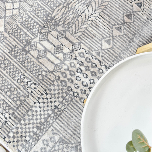 Grey Lochlan Power-Loomed Rug | Temple & Webster